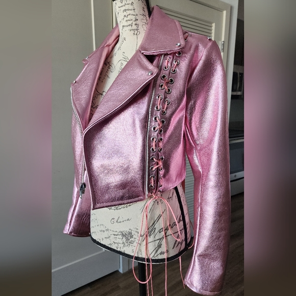 kelsey renee | Jackets & Coats | Custom Metallic Pink Leather ...